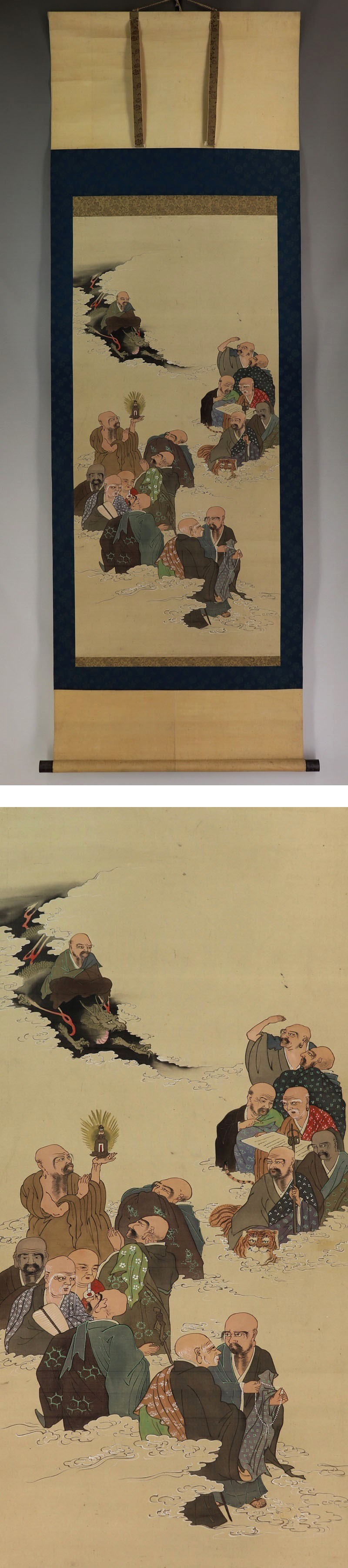 【肉筆】仏画【十六羅漢】 絹本 合箱 掛軸 w07183｜代購幫