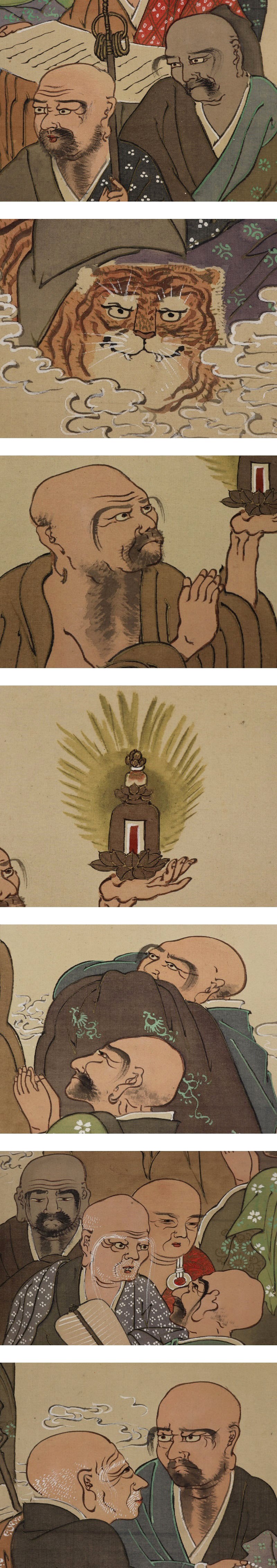 【肉筆】仏画【十六羅漢】 絹本 合箱 掛軸 w07183｜代購幫