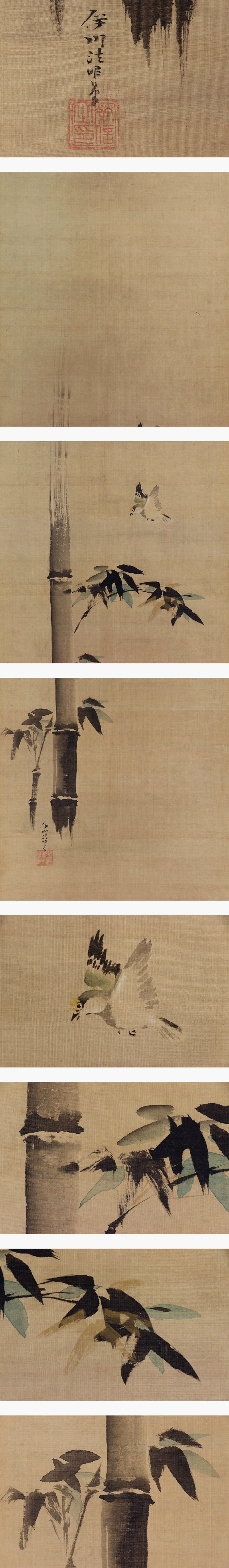 日本代購代標第一品牌【樂淘letao】－名品【真作】狩野伊川院【三対幅・鉄拐・慶祝図】 絹本 合箱 掛軸 v05010